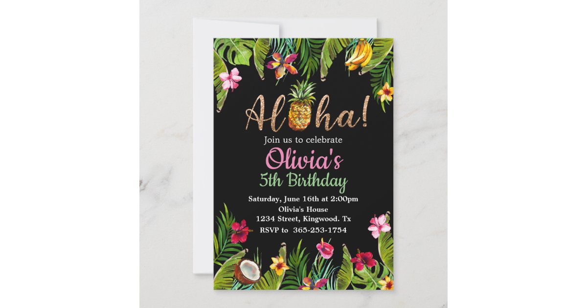 Invitation de tableau de bord tropical Aloha | Zazzle.fr