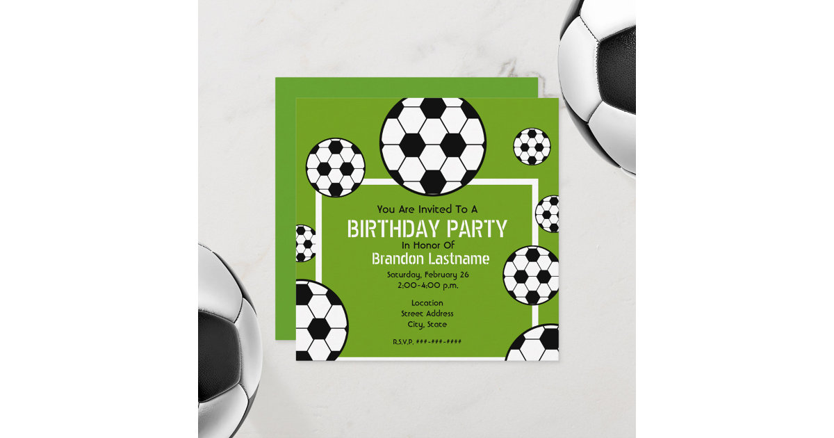 Invitation Fête d'anniversaire - Soccer Field & Soccer Balls | Zazzle.fr