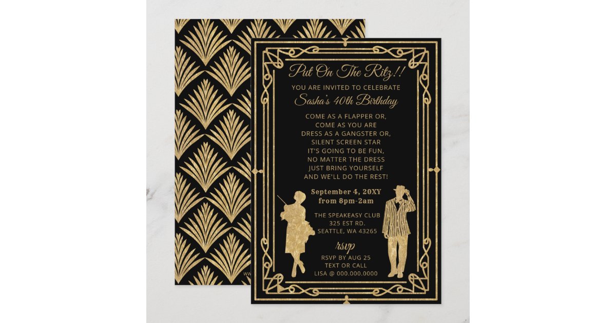 Invitation Flamme art déco des années 20 rugissant fille et g | Zazzle.fr