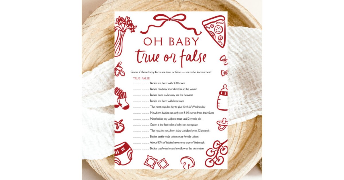 Invitation Main Dray Oh Baby True ou False Baby shower Jeu | Zazzle.fr