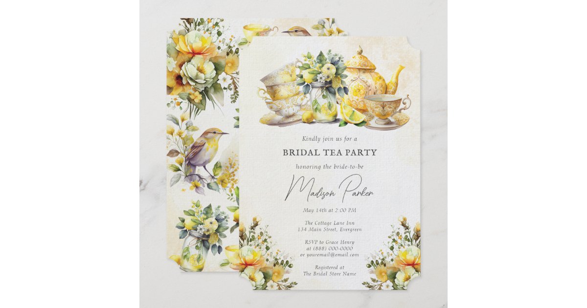 Invitation Mariage Lemon Tea Party Vintage | Zazzle.fr