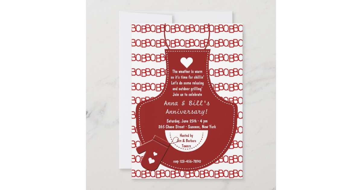 Invitation Red Apron BBQ | Zazzle.fr