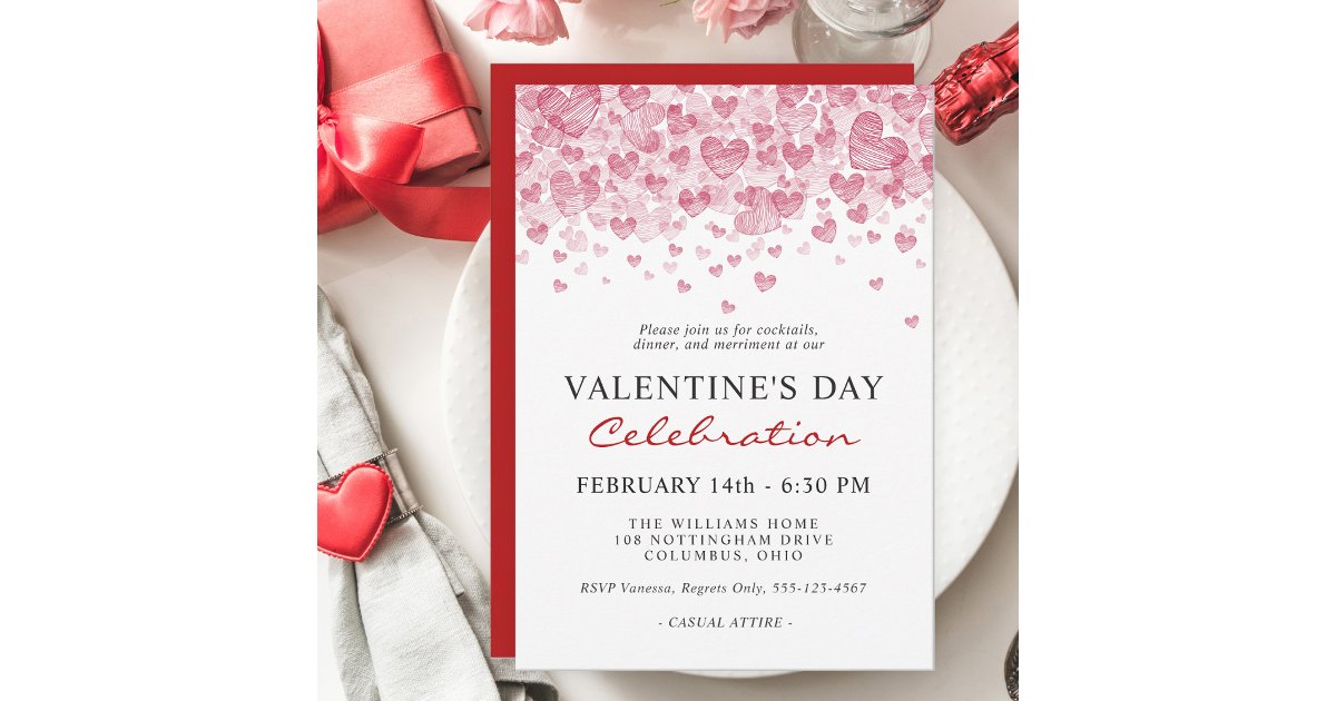 Invitation Saint Valentin avec les Coeurs rouges | Zazzle.fr