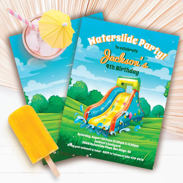 Invitation Summer Water toboggan Pool fête anniversaire | Zazzle.fr