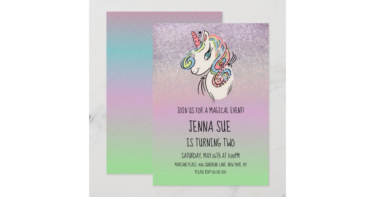 Invitation Unicorn Hand Drake Ombré fête d'anniversaire | Zazzle.fr