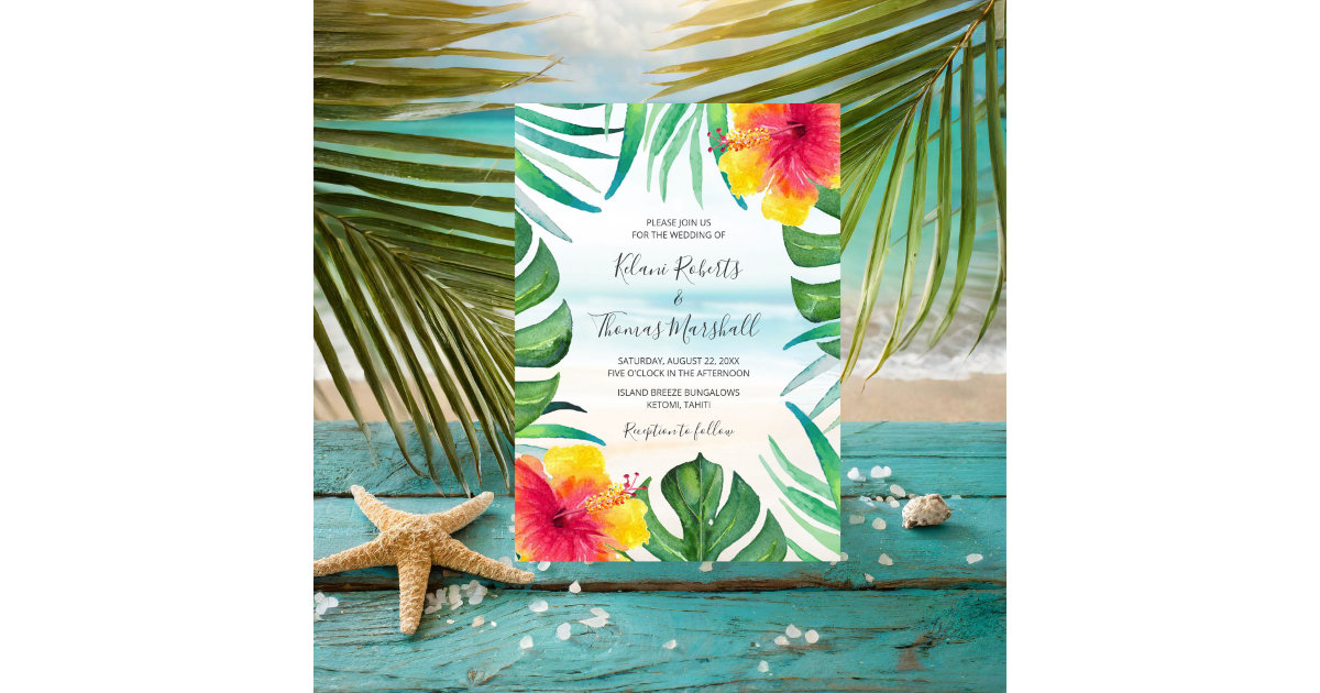 Invitation Vents des iles | Tropical Beach Watercolor Mariage | Zazzle.fr