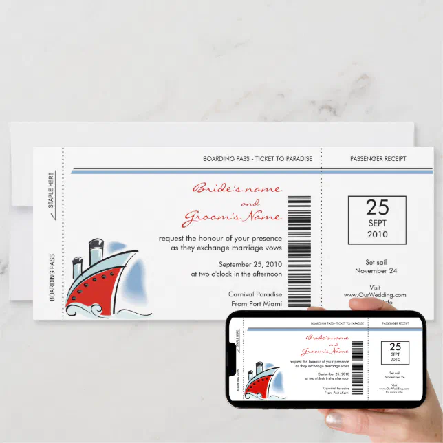 Invitations de mariage de croisière de carte | Zazzle.fr