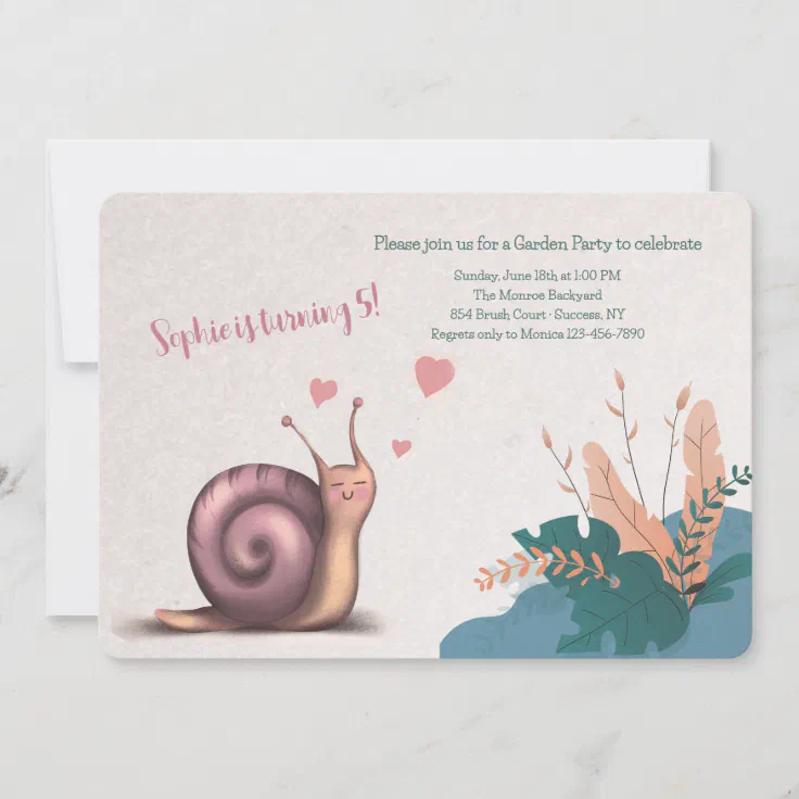 Jardin Snail Anniversaire Fête Invitation | Zazzle.fr