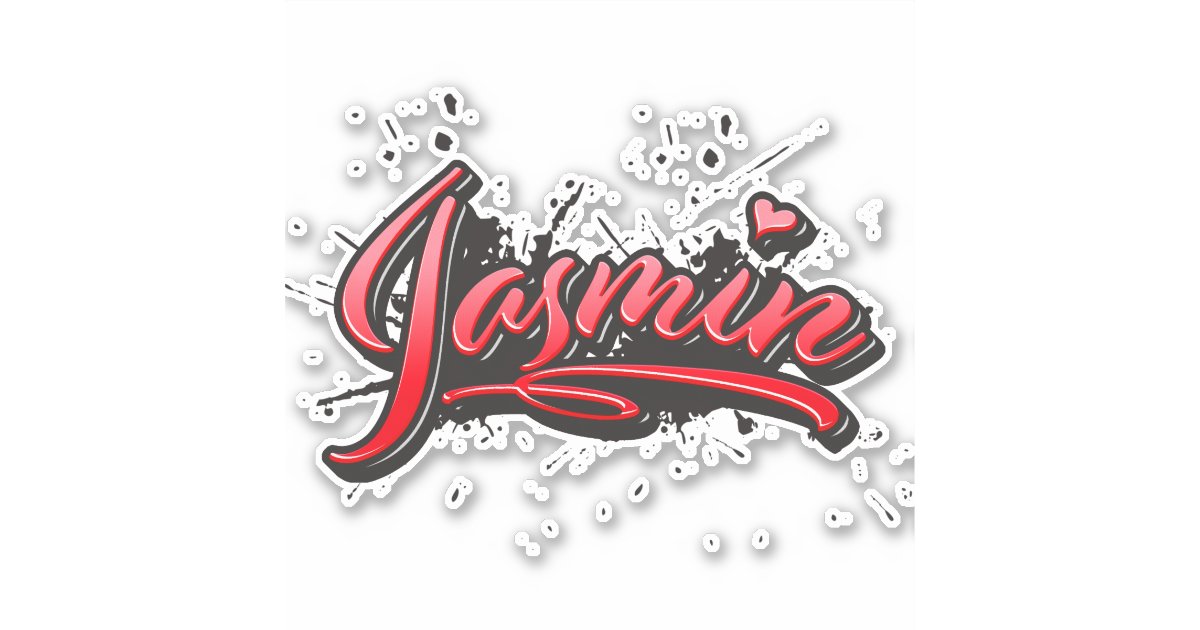 Jasmin red heart graffiti Autocollants | Zazzle.fr