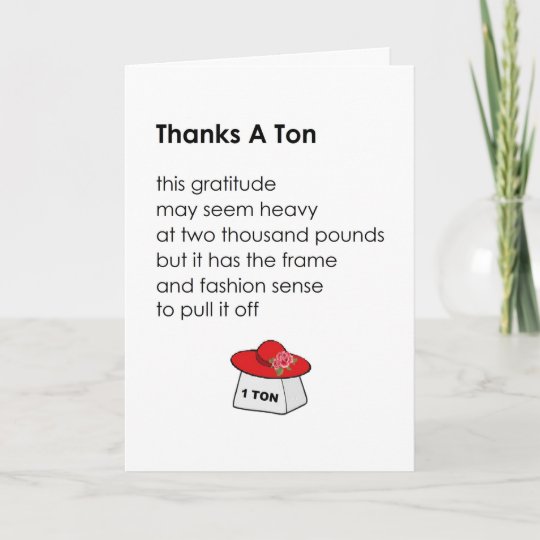 Merci A Ton - un drôle de poème de remerciement | Zazzle.fr