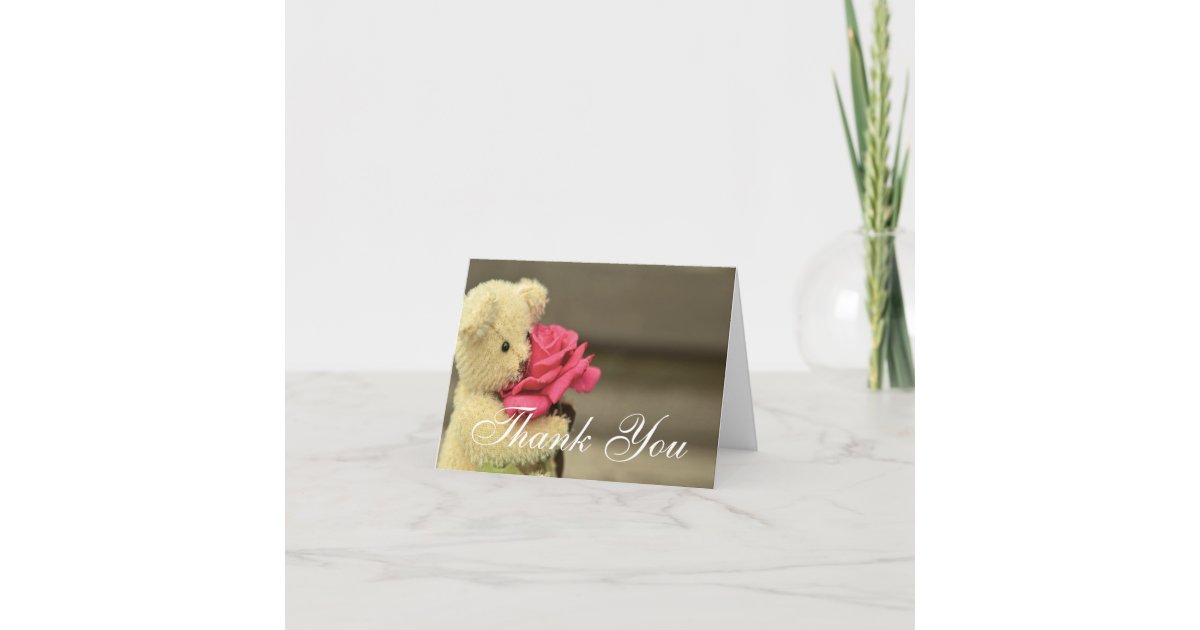 Ours En Teddy Avec Merci Rose | Zazzle.fr