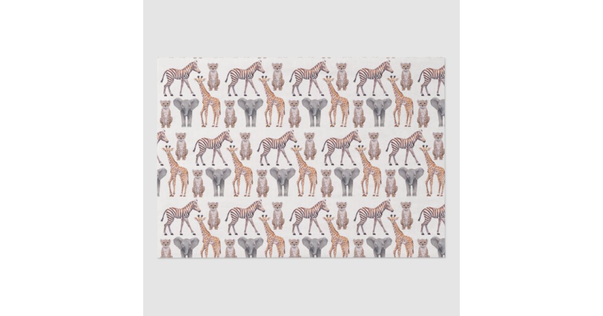 Papier Mousseline Safari Baby Animals Motif | Zazzle.fr
