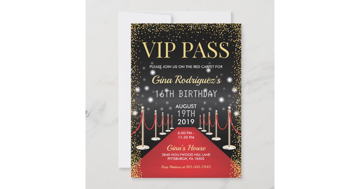 Pass VIP pour invitation avec tapis rouge | Zazzle.fr