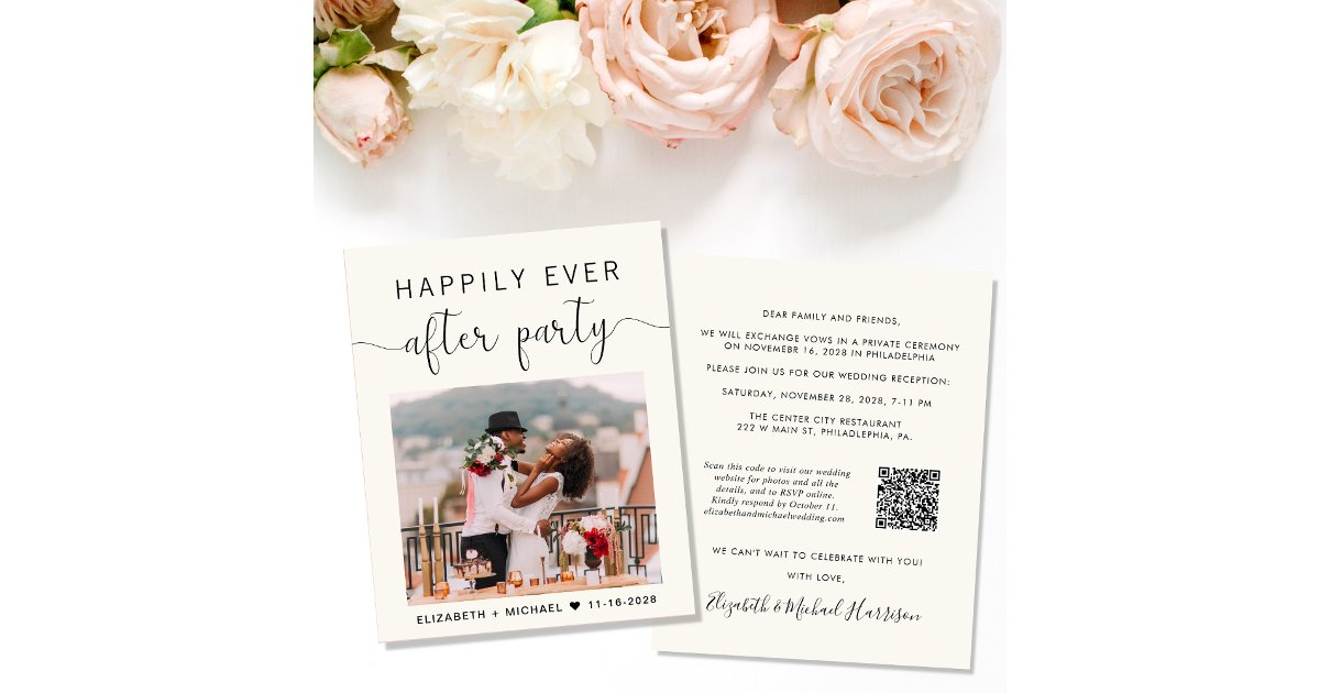 Photo élégante QR Code Mariage Réception Invitatio | Zazzle.fr