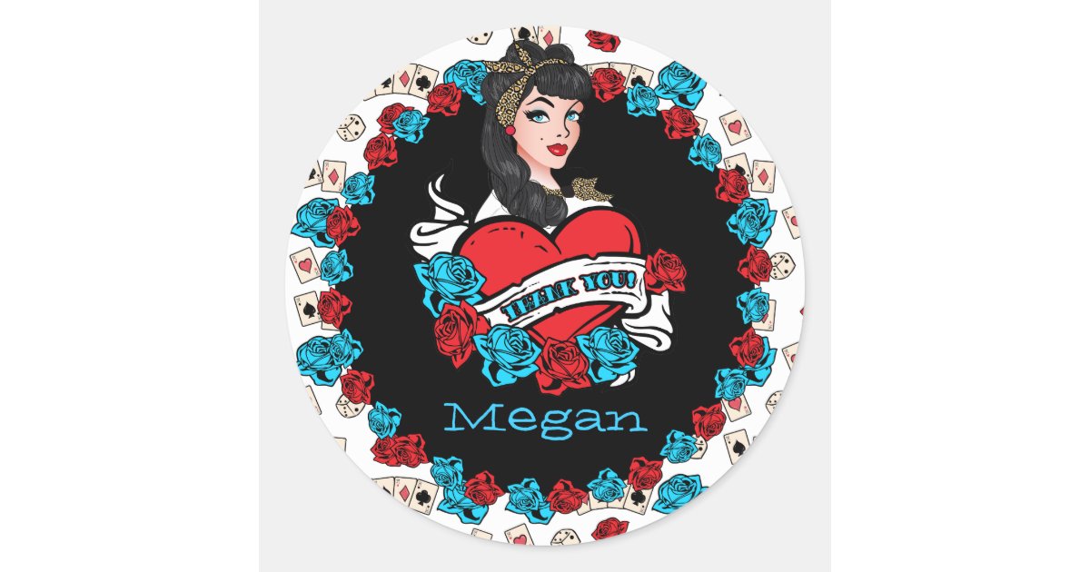 Pin-up Girl, Rock-a-Billy, Stickers Merci | Zazzle.fr