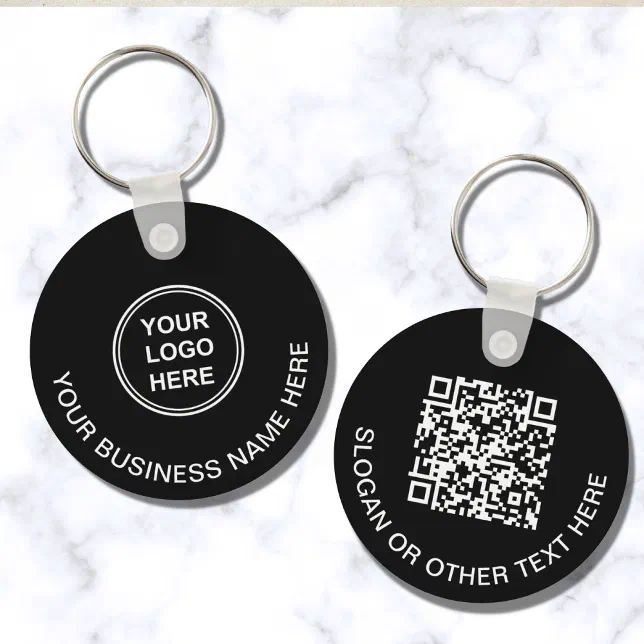 Porte-clés Logo moderne QR Code promotionnel noir | Zazzle.fr