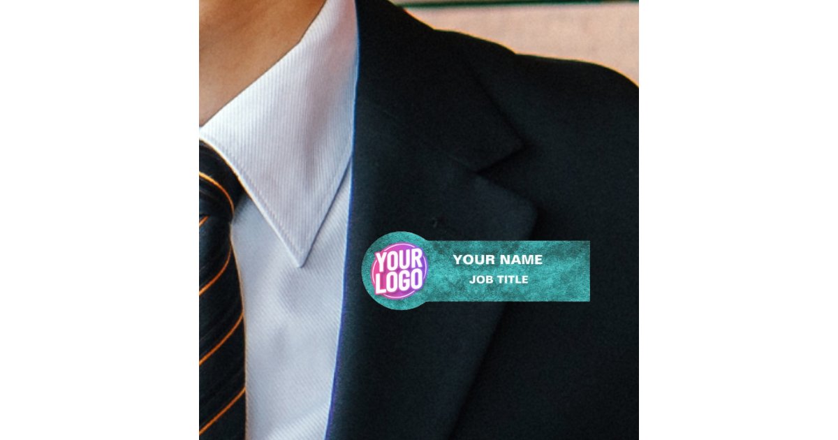 Porte-nom Logo Personnalisé Identifiant de l'employé Faux Ma | Zazzle.fr