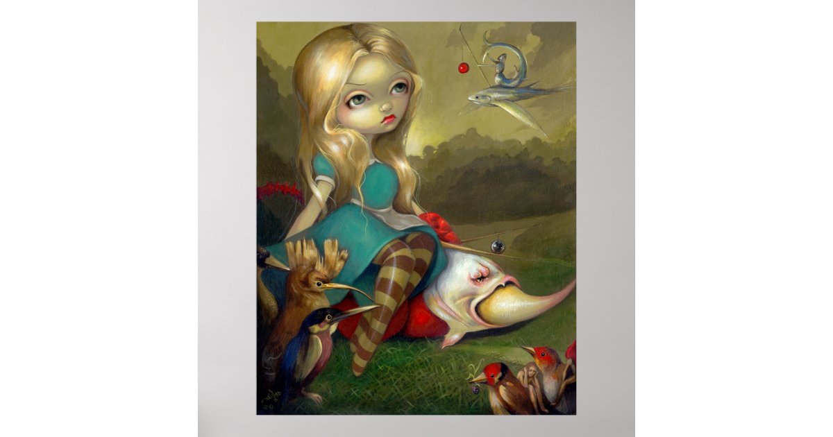 Poster Alice et Bosch Birds ART IMPRIMER Wonderland | Zazzle.fr