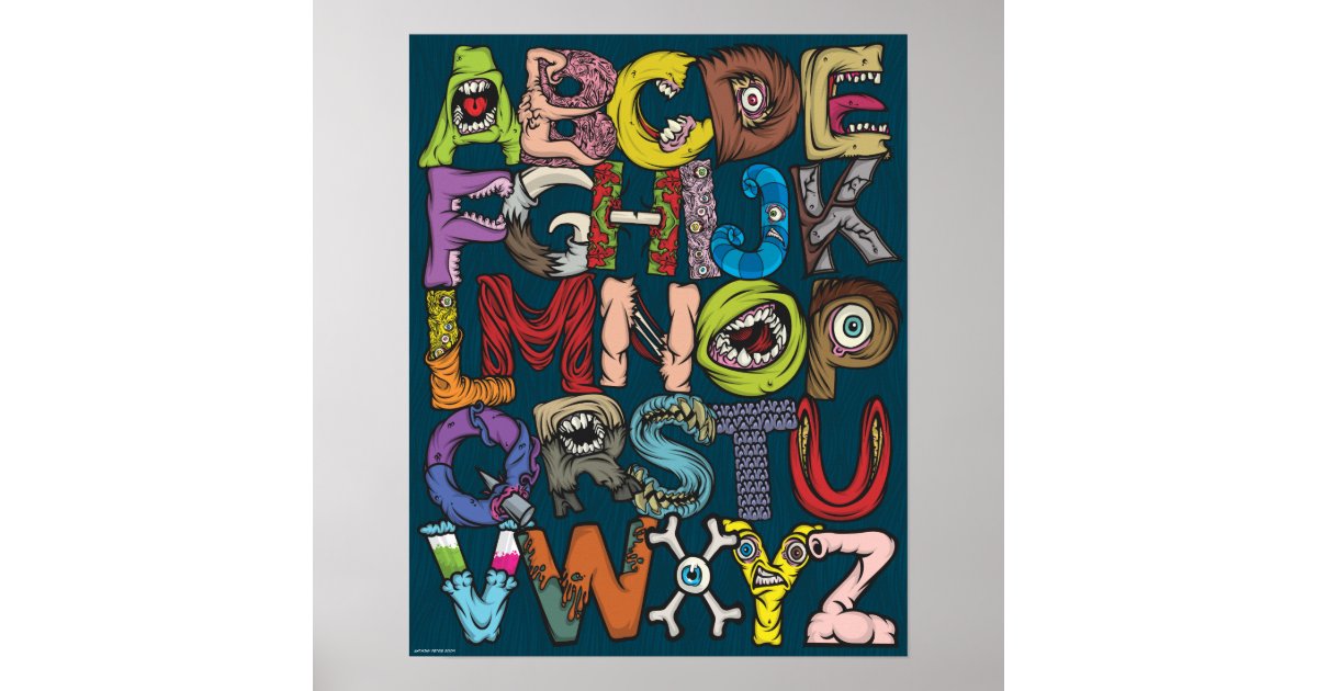Poster Alphabet Monster | Zazzle.fr