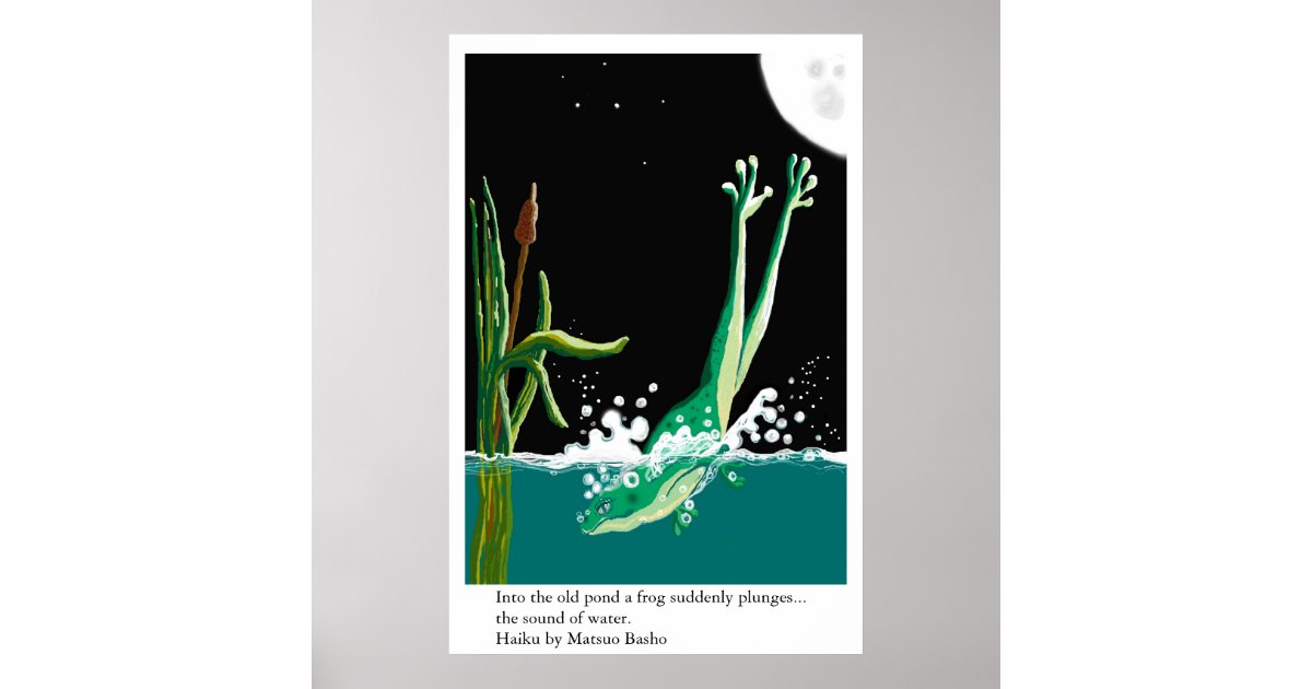 Poster Basho's frog haiku | Zazzle.fr