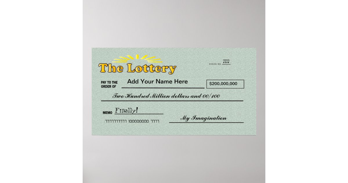 Poster de chèque de loterie géant amusant | Zazzle.fr