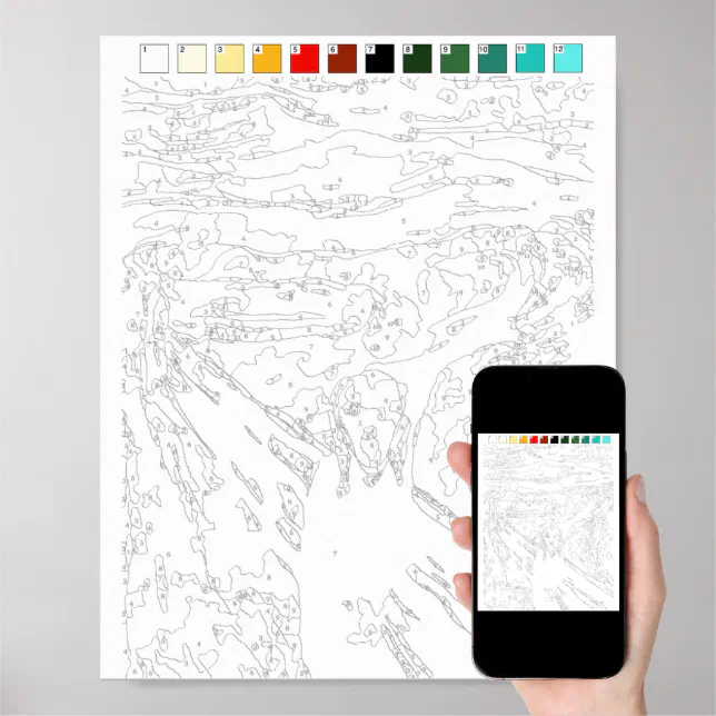 Poster Paint By Numbers : The Scream Poster | Zazzle.fr