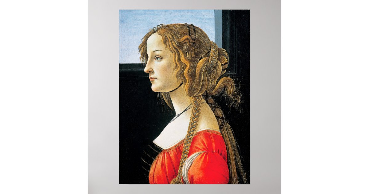 Poster Portrait De Botticelli Dune Jeune Femme Zazzle Fr
