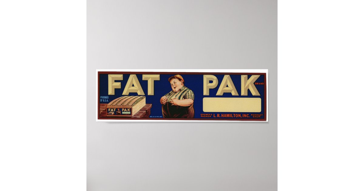 Poster Vintage Vieux Fat Pak Fruit Crate Étiquettes | Zazzle.fr