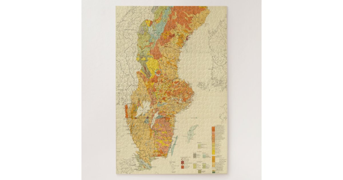 Puzzle Vintage Geological Map of Sweden (1910) | Zazzle.fr