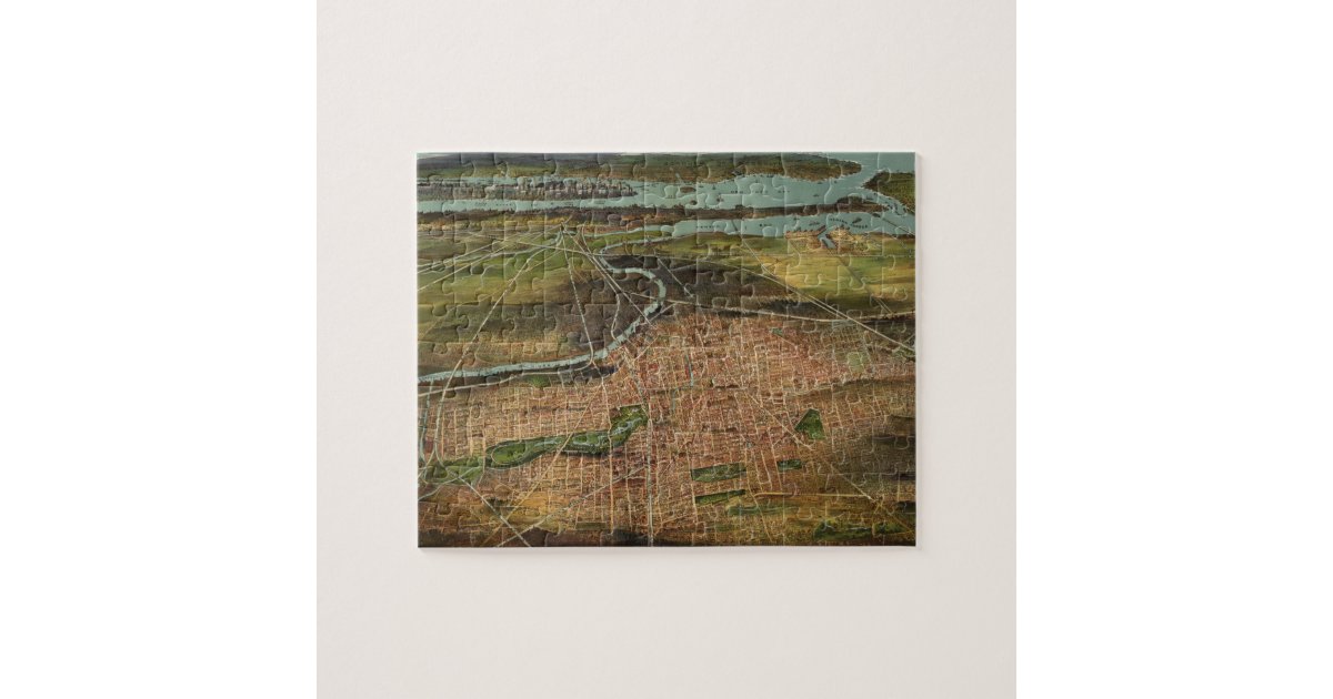 Puzzle Vintage Pictorial Map of Newark | Zazzle.fr