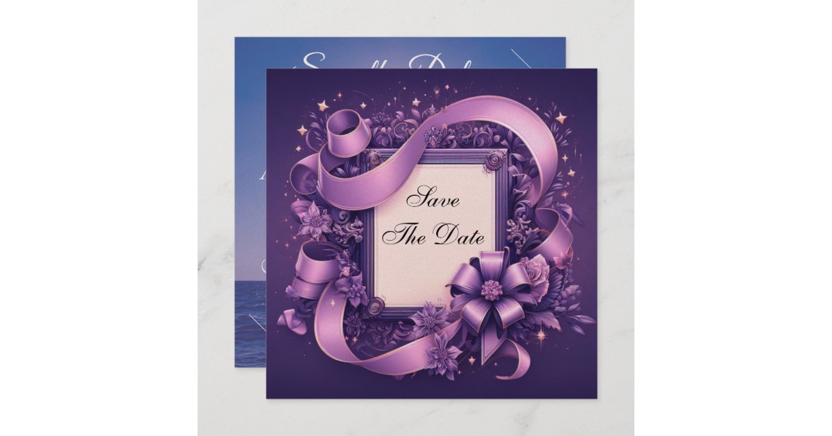 Save The Date Enregistrer la date avec des rubans violets | Zazzle.fr