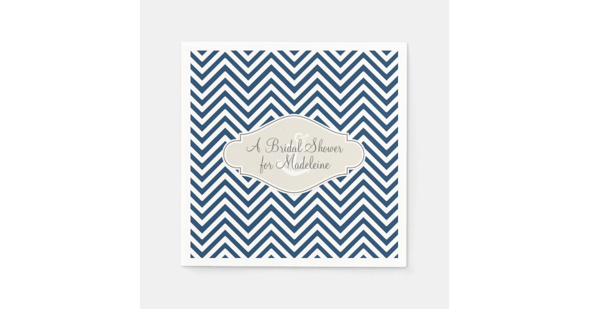 Serviette En Papier Décor Chevron Stripe moderne Ancre nautique | Zazzle.fr
