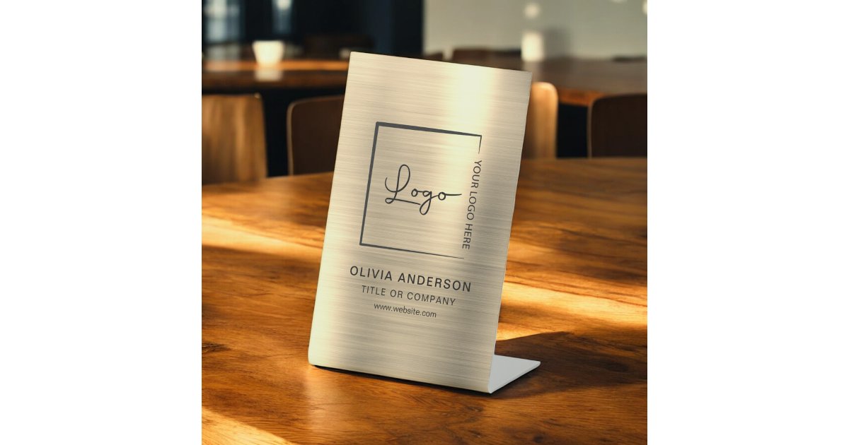 Signe De Table Gold Minimalist logo professionnel moderne | Zazzle.fr