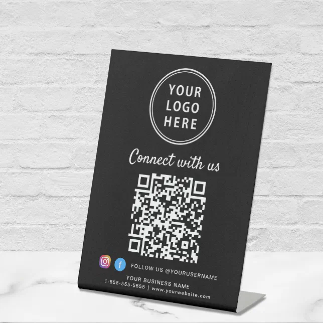 Signe De Table Logo d'entreprise QR Code Se Connecter Avec La Tab ...