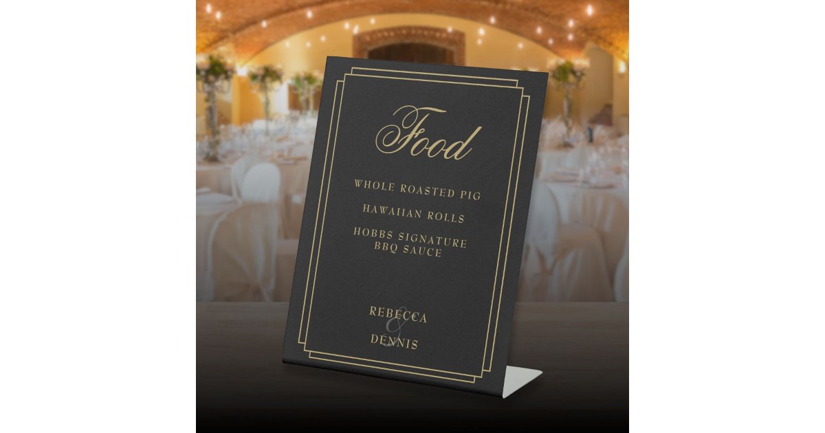Signe De Table Menu Art Déco Black And Gold | Zazzle.fr