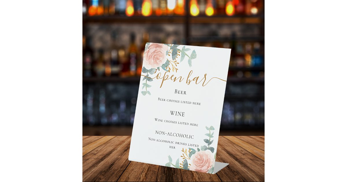 Signe De Table Menu du bar à eucalyptus rose pâle | Zazzle.fr