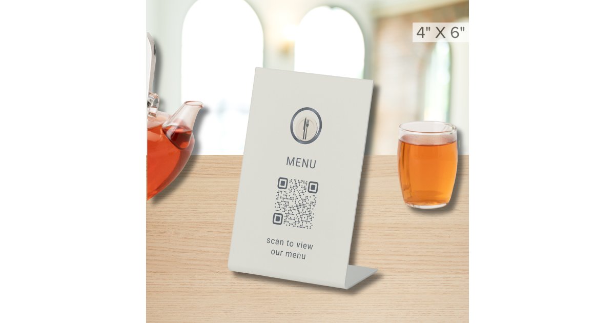 Signe De Table Restaurant minimaliste moderne QR Code | Zazzle.fr