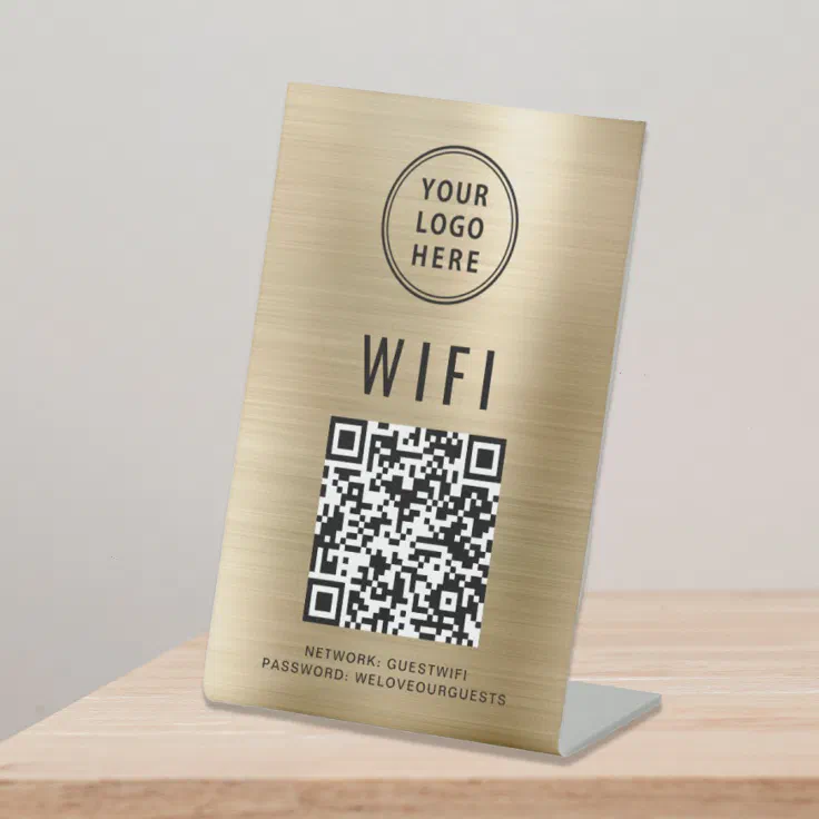 Signe De Table Wifi QR Code Business Logo Scan Pour Connecter Gol ...