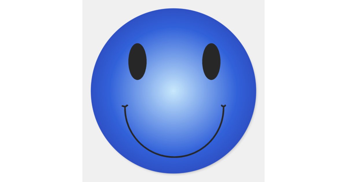 Smiley bleu sticker rond | Zazzle