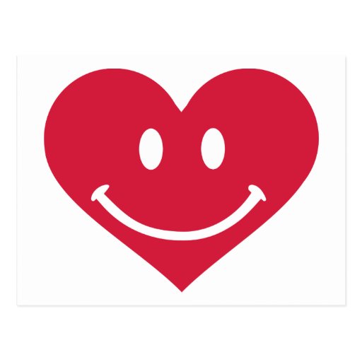Smiley rouge de coeur heureux carte postale | Zazzle