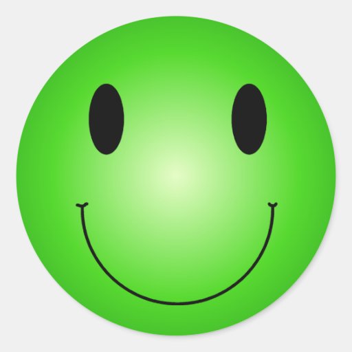 Smiley vert sticker rond | Zazzle