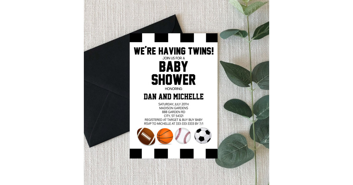 Sports Jumeaux à thème Baby shower Invitation | Zazzle.fr