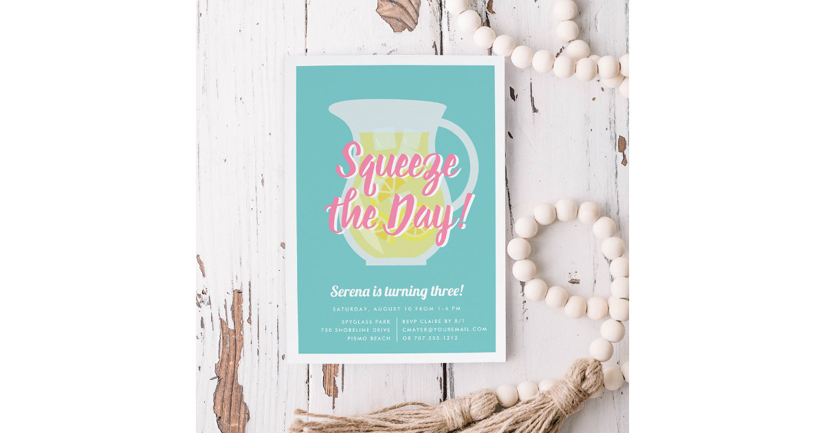 Squeeze the Day Lemonade Birthday Party Invitation | Zazzle.fr