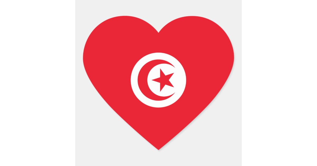 Sticker Cœur Drapeau cardiaque tunisien | Zazzle.fr