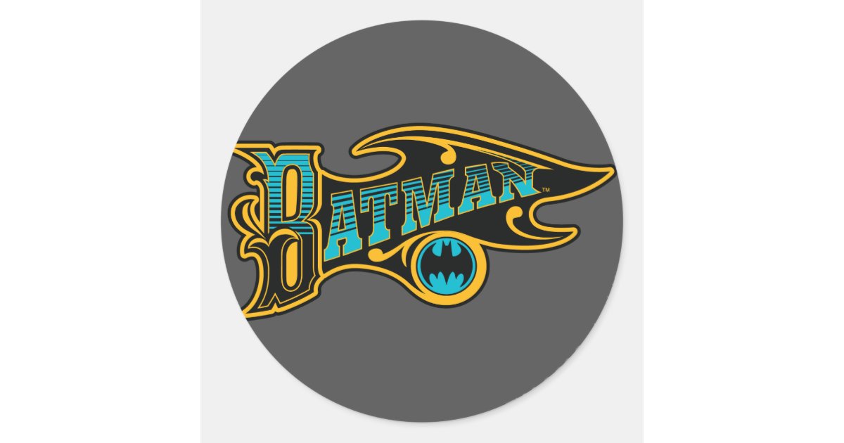 Sticker Rond Batman | Logo Turquoise Vintage | Zazzle.fr