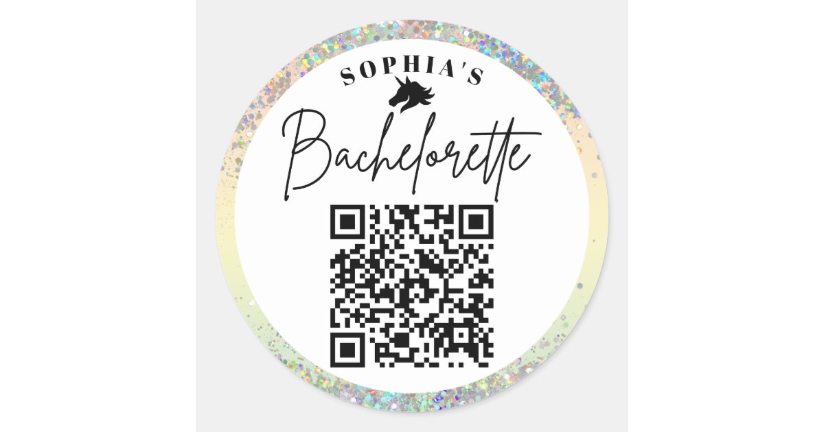 Sticker Rond Elle A Trouvé Son Unicorn Bachelorette QR Code Boi | Zazzle.fr