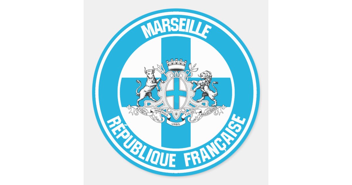 Sticker Rond Emblème rond de Marseille | Zazzle.fr