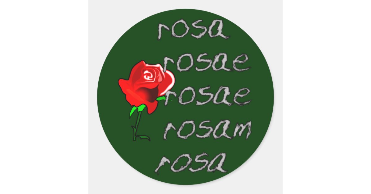 Sticker Rond Latein Rose Deklination rose latin déclinaison | Zazzle.fr