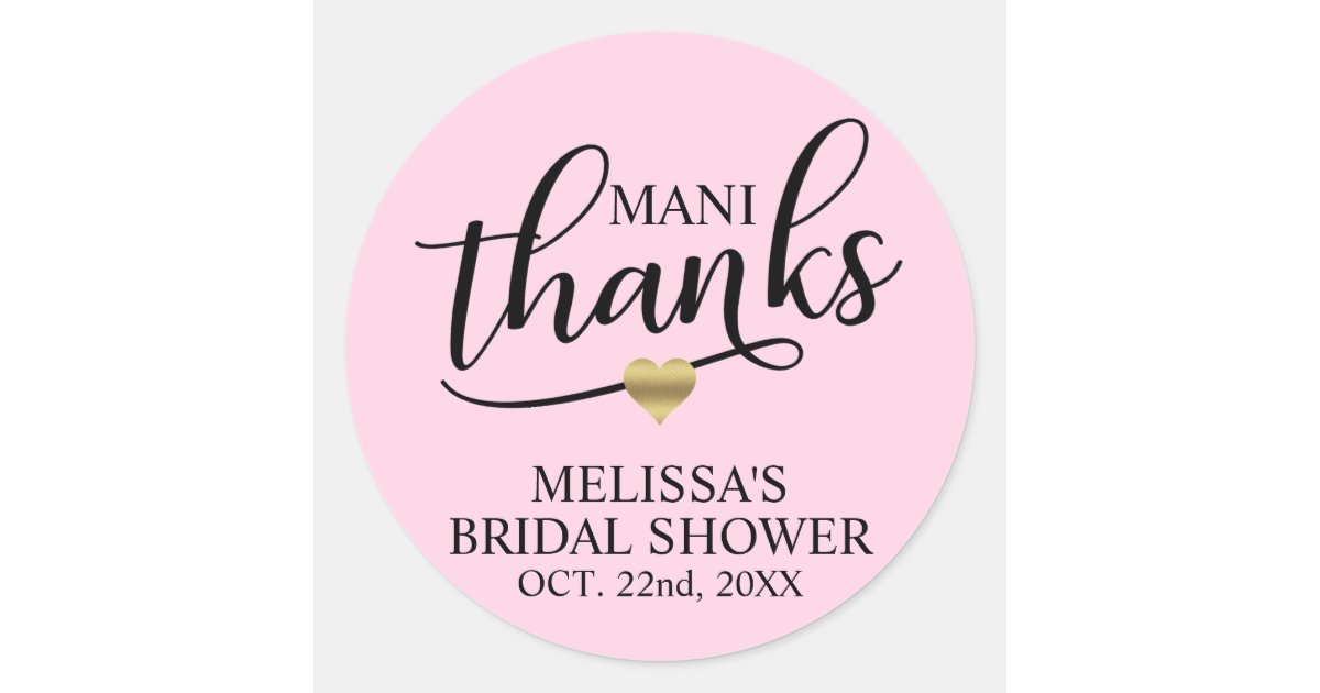 Sticker Rond Mani Merci Baby shower nuptiale rose ongle polonai | Zazzle.fr
