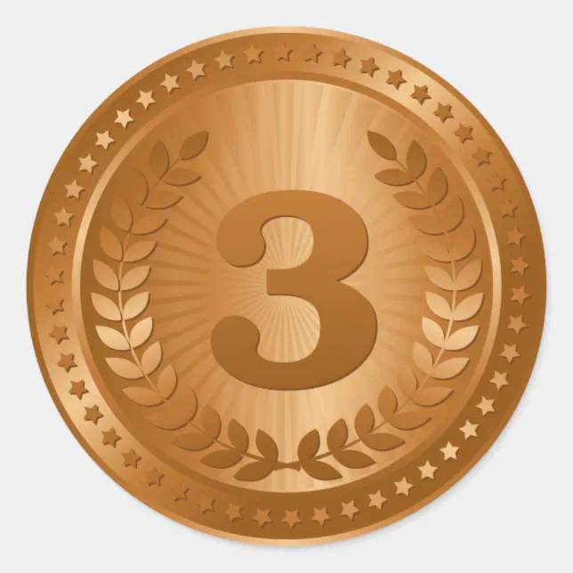 Sticker Rond Médaille de bronze 3e place | Zazzle.fr